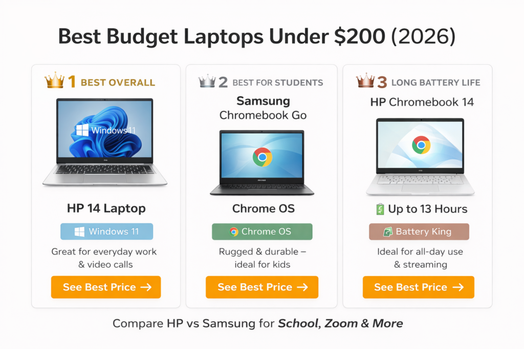 Best Budget Laptops Under $200 in 2026 – HP vs Samsung Chromebook ...